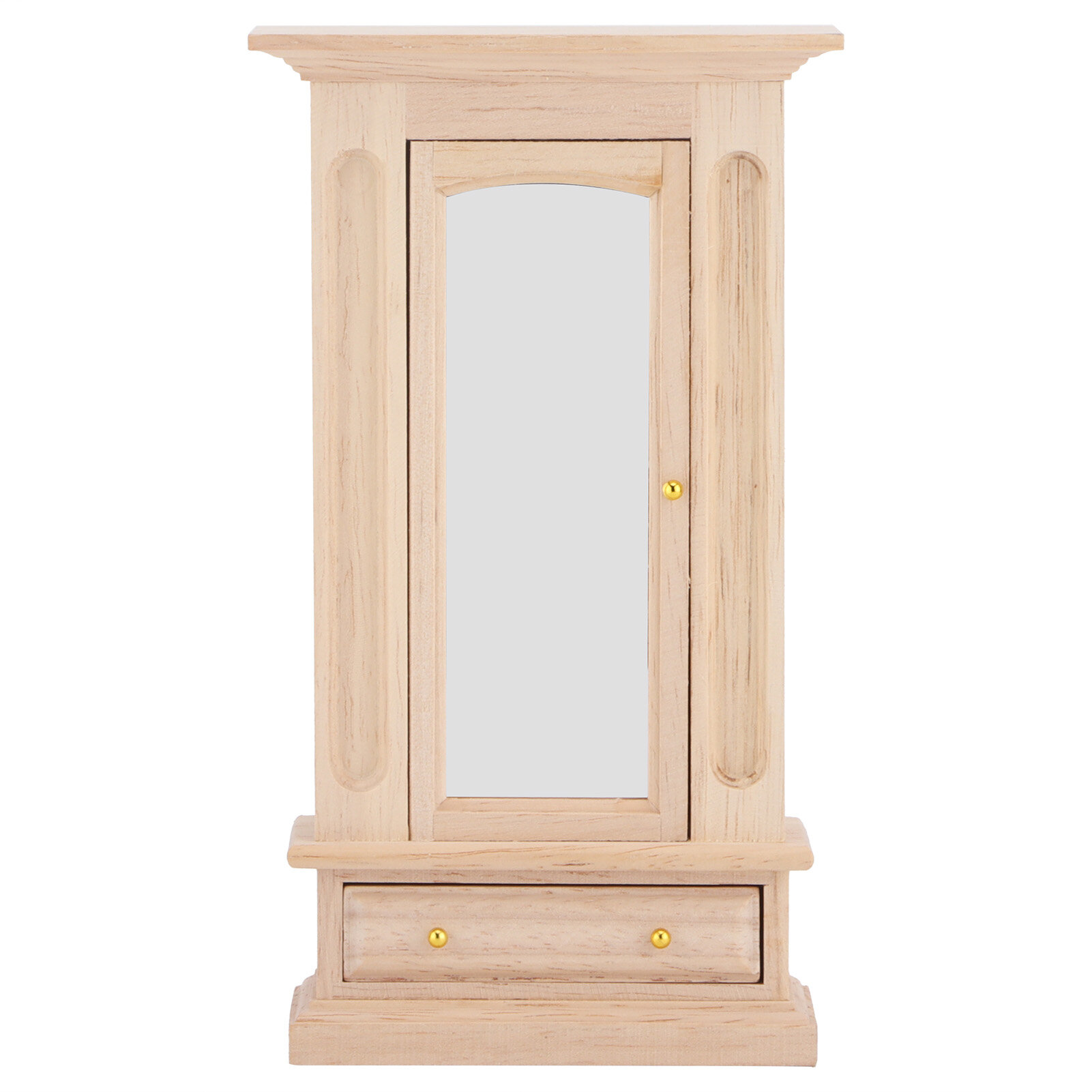 Деревянный шкаф с зеркалом в масштабе 1:12, мебель для кукольного домика, декор спальни, миниатюрный шкаф для украшения кукольного домика, деревянная мебель