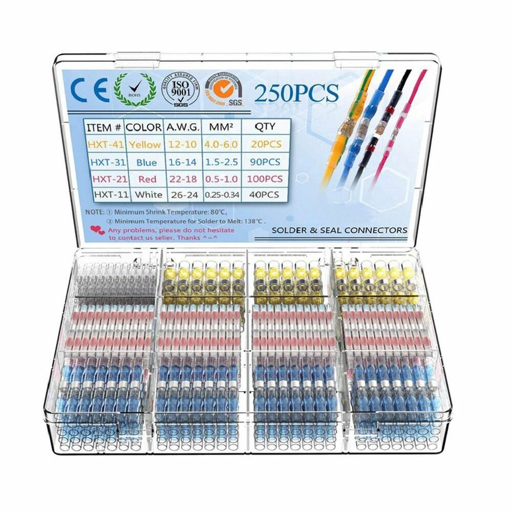 330 штук термоусадочное кольцо с припоем, IP67 водонепроницаемый соединитель, термоусадочный герметичный контакт