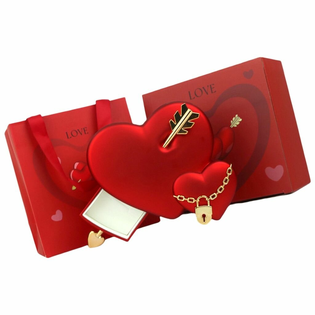 Контейнер с украшениями сердца с мягкой ячейкой для хранения подкладки для деликатных аксессуаров, красный