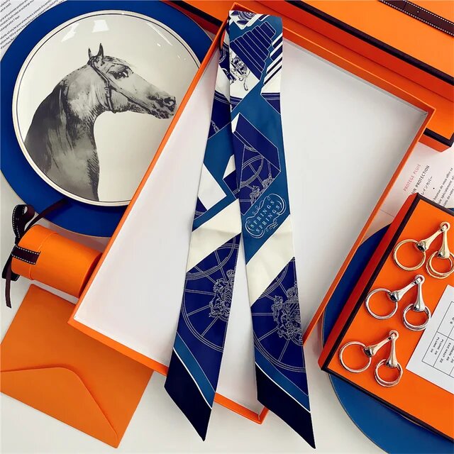 100% шелк высококачественные роскошные брендовые товары шарф Женская повязка на голову фуляр галстук ленточный шейный платок узкие шарфы аксессуары для волос