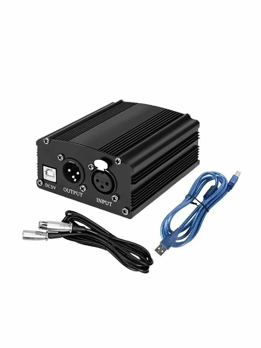 1-канальный фантомный источник питания 48 В с микрофонным кабелем XLR 3 Pin для конденсаторного оборудования для записи музыки