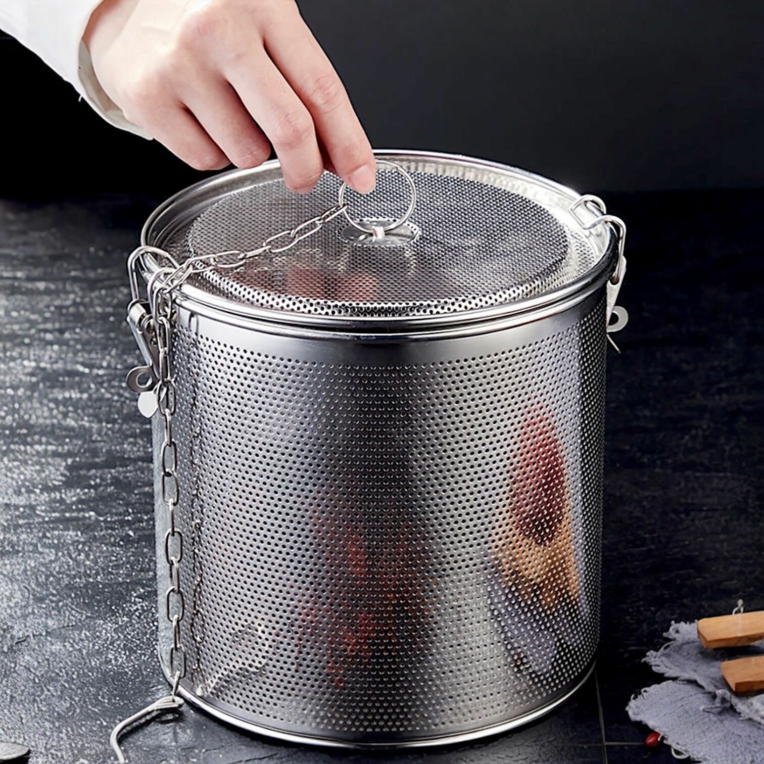 Сито-корзина для варки бульона, рыбы, рассола, глинтвейна, сито для варки специй "DAO HOME", (130х120х120мм)