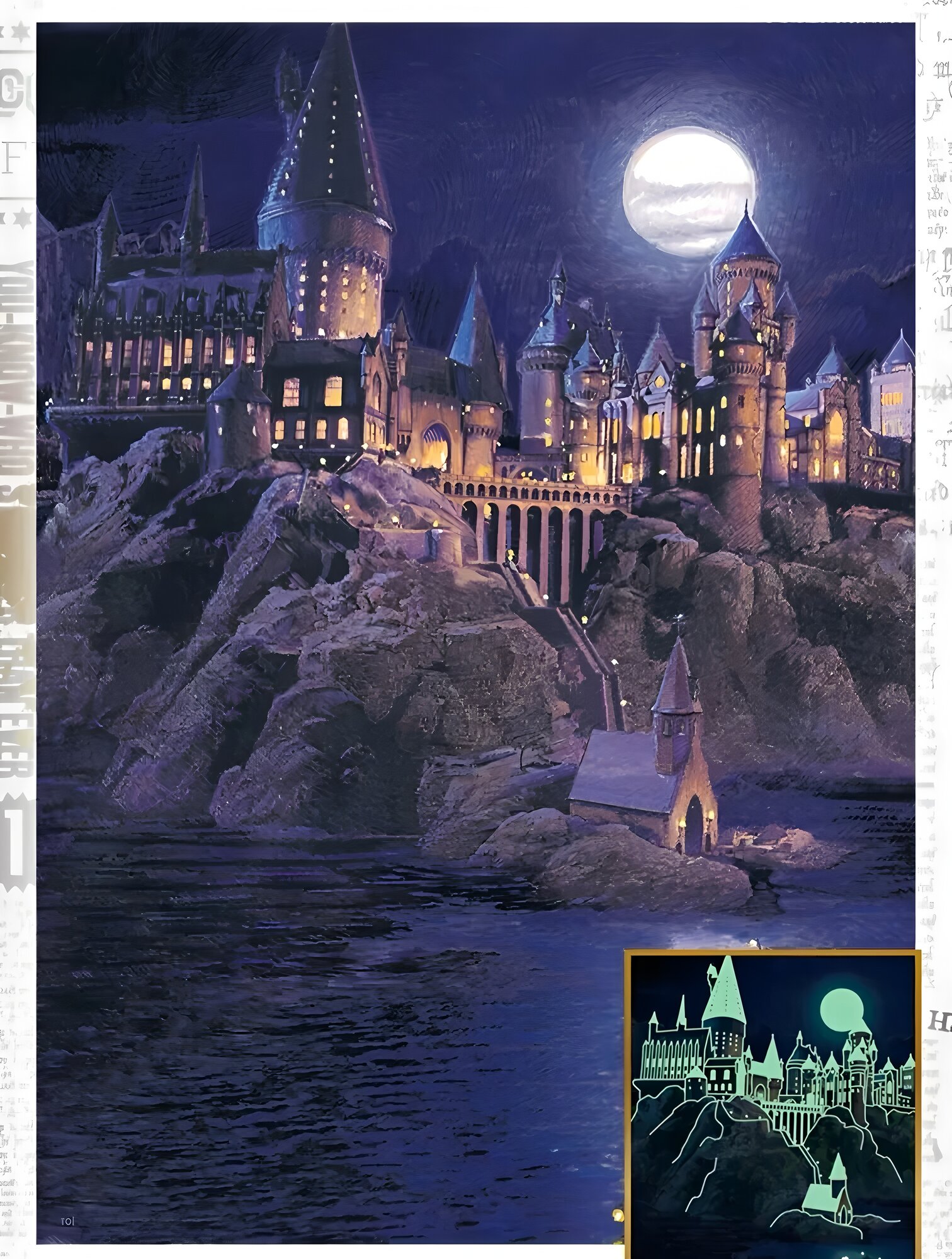 Пазл: ночное пазл, Гарри Поттер,"Ночной Хогвартс", Подарок,1000 деталей