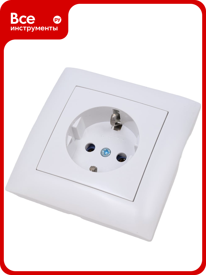 Розетка ARTSUN керамическая с заземлением (встраиваемая) STANDART SO 16-1E-W(C )