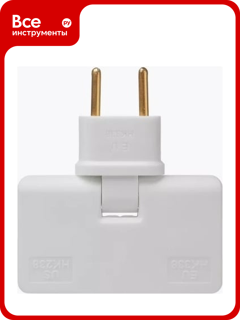 Тройник idealim плоский поворотный для розетки. Набор 2 шт. nabor-2-white, розетки на 3