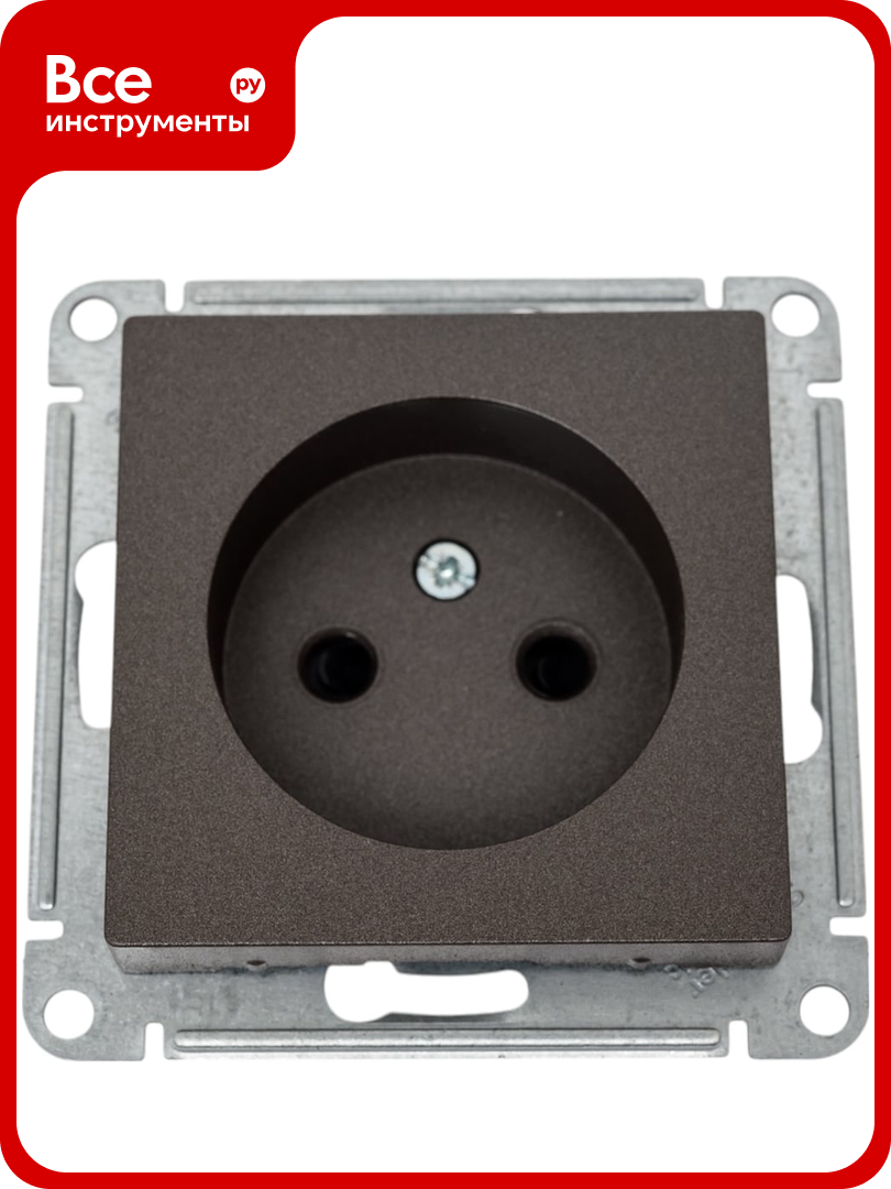 Механизм розетки Systeme Electric 1-м СП ATLAS DESIGN без заземления, защитные шторки, 16А, мокко