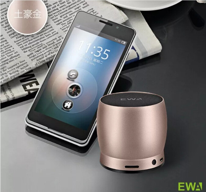 Динамик EWA A150, беспроводной, Bluetooth, металлический, цвет золото тирана