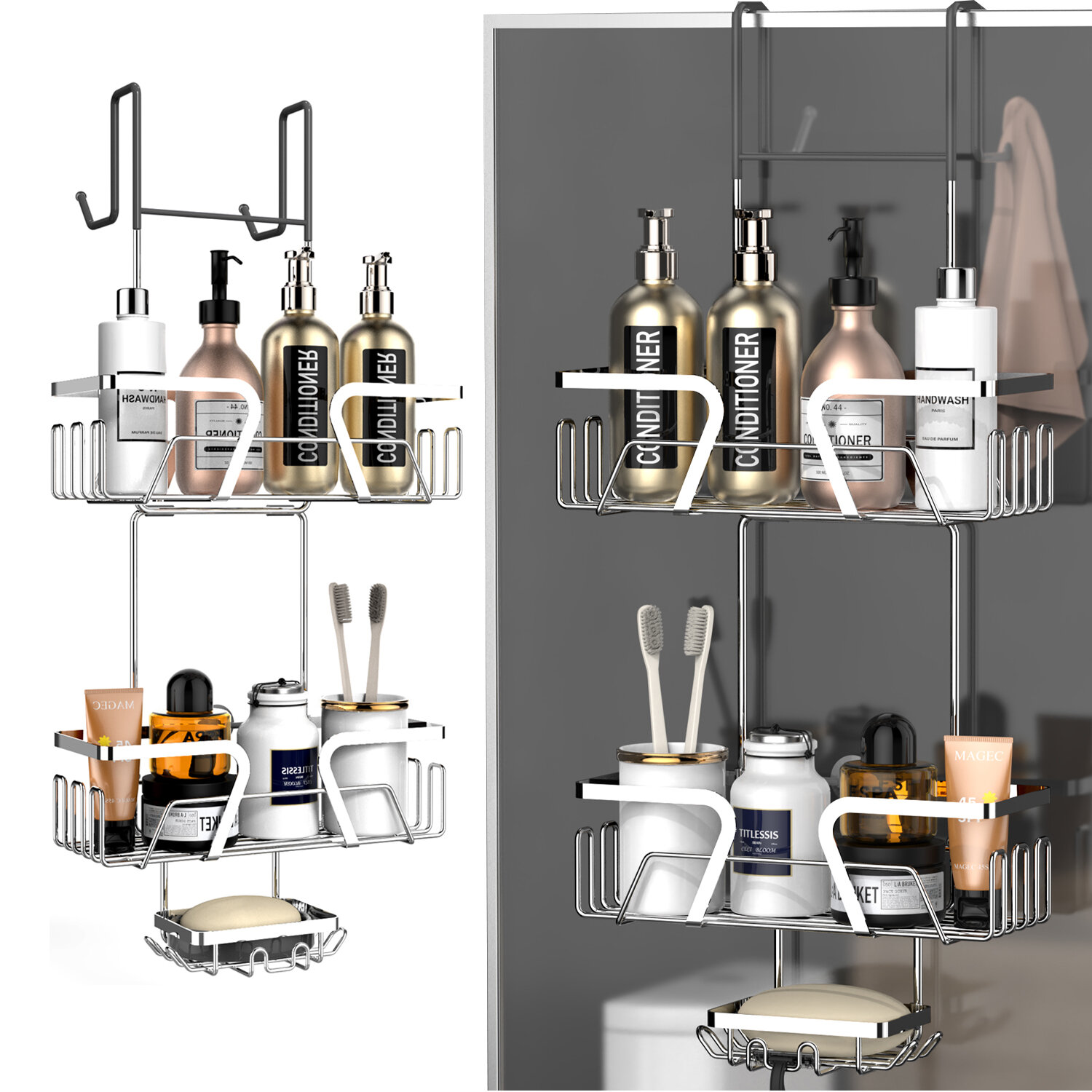 Полки для ванной 3 шт, без сверления, Подходит в качестве подарка