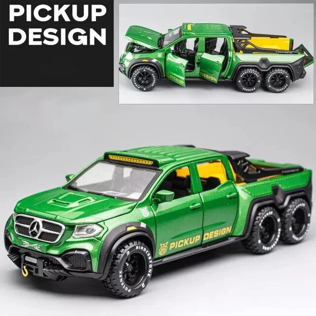 1/28 Benz X-CLASS EXY 6X6 пикап симулятор литой модели автомобиля металлическая игрушечная машинка со звуком и светом инерционные игрушки для мальчиков светящиеся игрушки