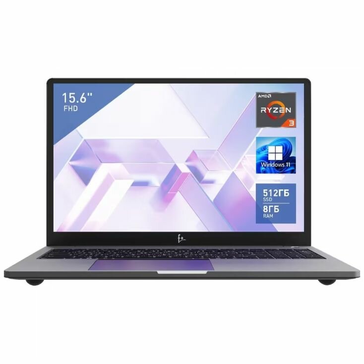 15,6" Ноутбук Fplus FLaptop R-Series (FLTP-5R7-16512-W) серебристый - 1920x1080, IPS, AMD Ryzen 7 5825U, ядра: 14 x 2,6 ГГц, 16 ГБ, SSD 512 ГБ, AMD Radeon Graphics, Windows 11 Home