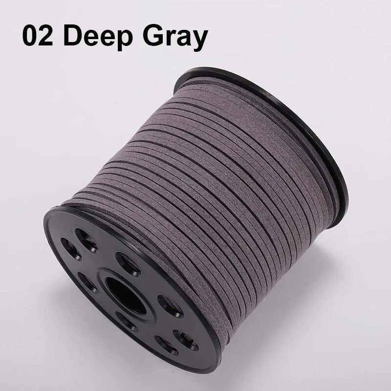 Замшевый шнур 3 мм, Серый (02 Deep gray), 100 ярдов