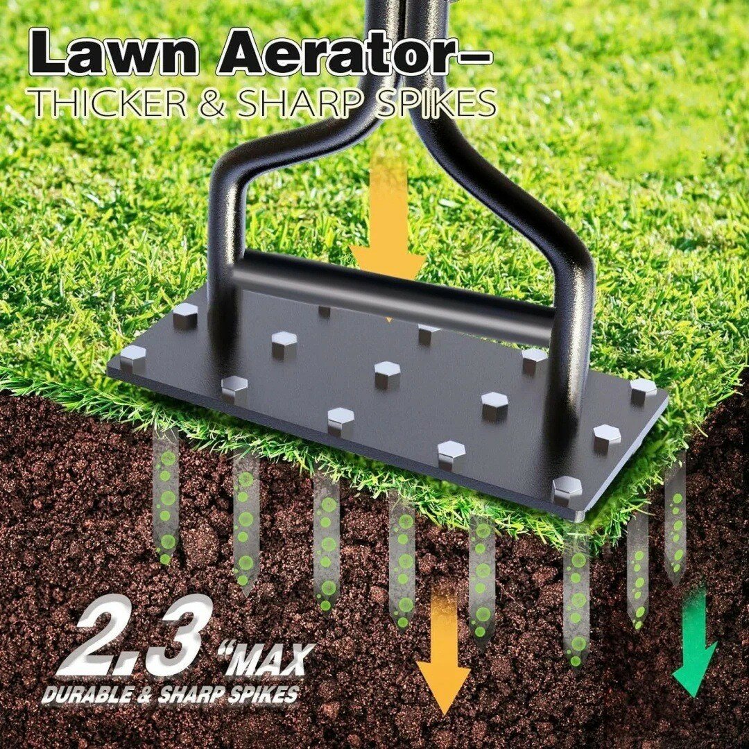 Скарификатор ручной, для рыхления и аэрации газона, 15 шипов, черный