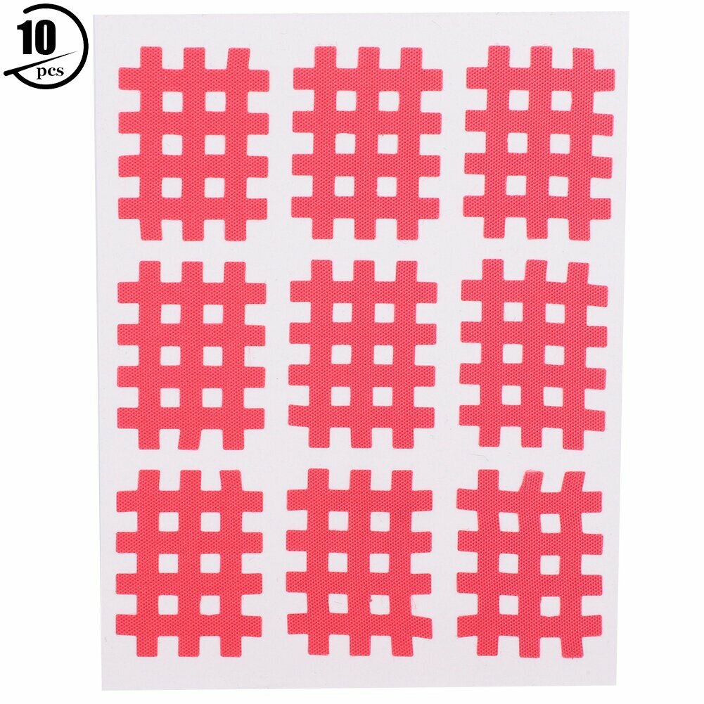 10шт/сумки Эластичная спиральная перекрестная кинезиологическая лента Физическая терапия поперечная лента 74x98 мм розовый