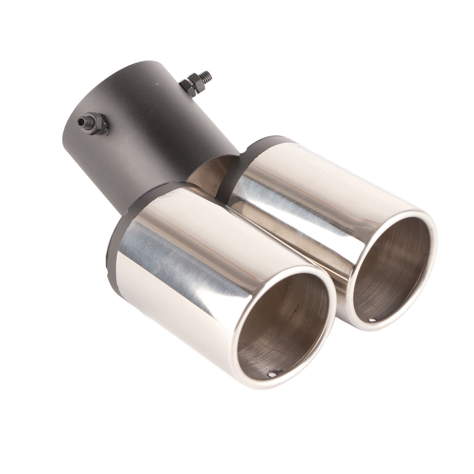 Универсальная выхлопная труба из нержавеющей стали, двухтрубный изогнутый глушитель, круглый выходной патрубок, устойчив к ржавчине, простая установка