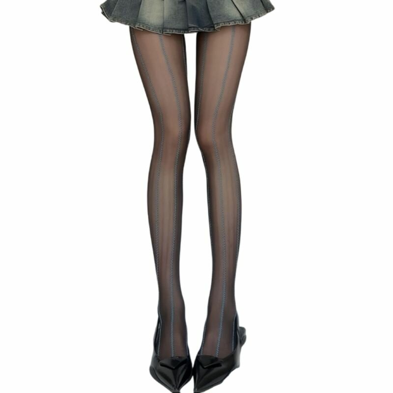 Женские ажурные колготки с жаккардовым узором, Черный