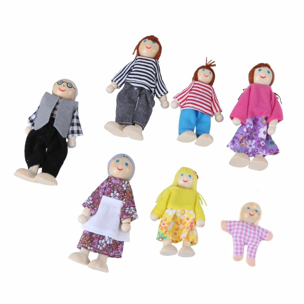 Набор деревянных фигурок "Счастливая семья", Многоцветный