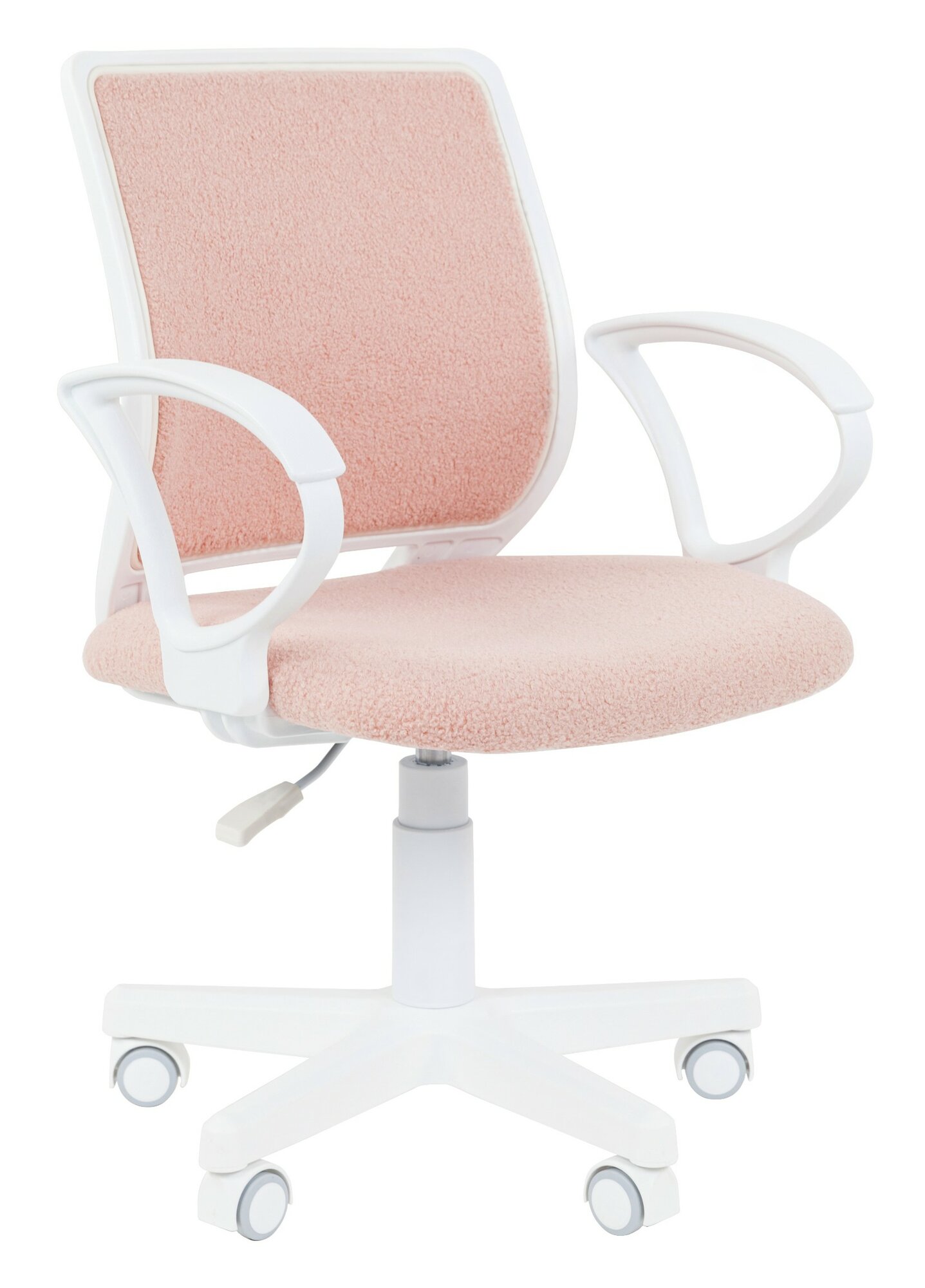 Детское компьютерное кресло CHAIRMAN KIDS 112 с подлокотниками, ткань букле barni розовый, стул для школьника, газлифт