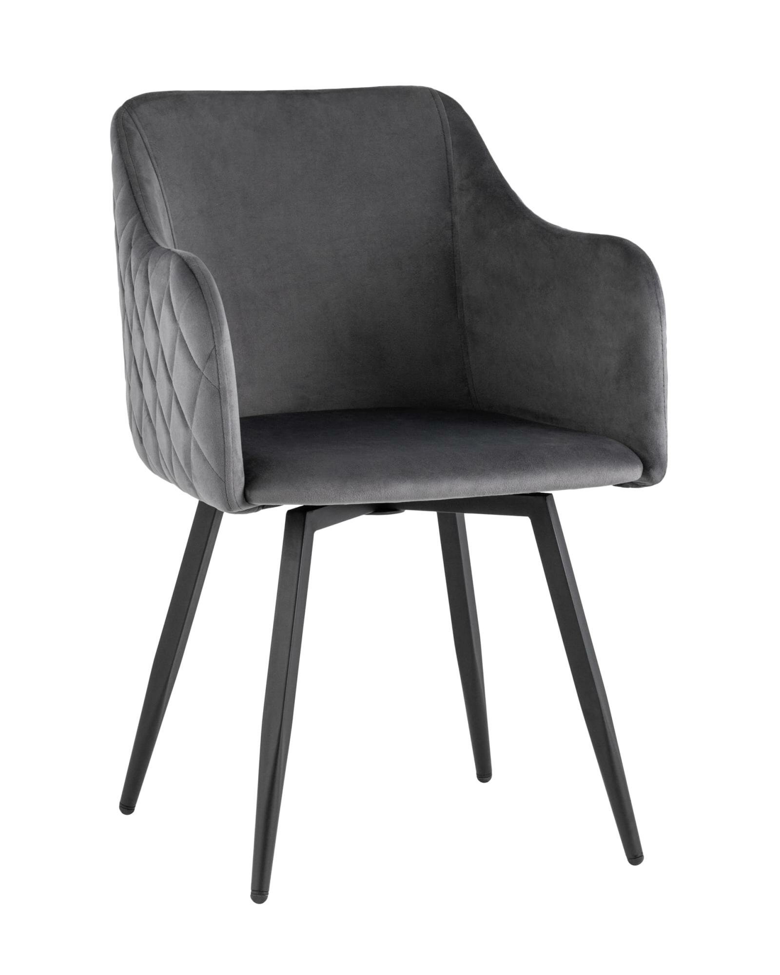 Стул вращающийся Ника STOOL GROUP серый, ткань, металл, мягкое сиденье, с подлокотниками