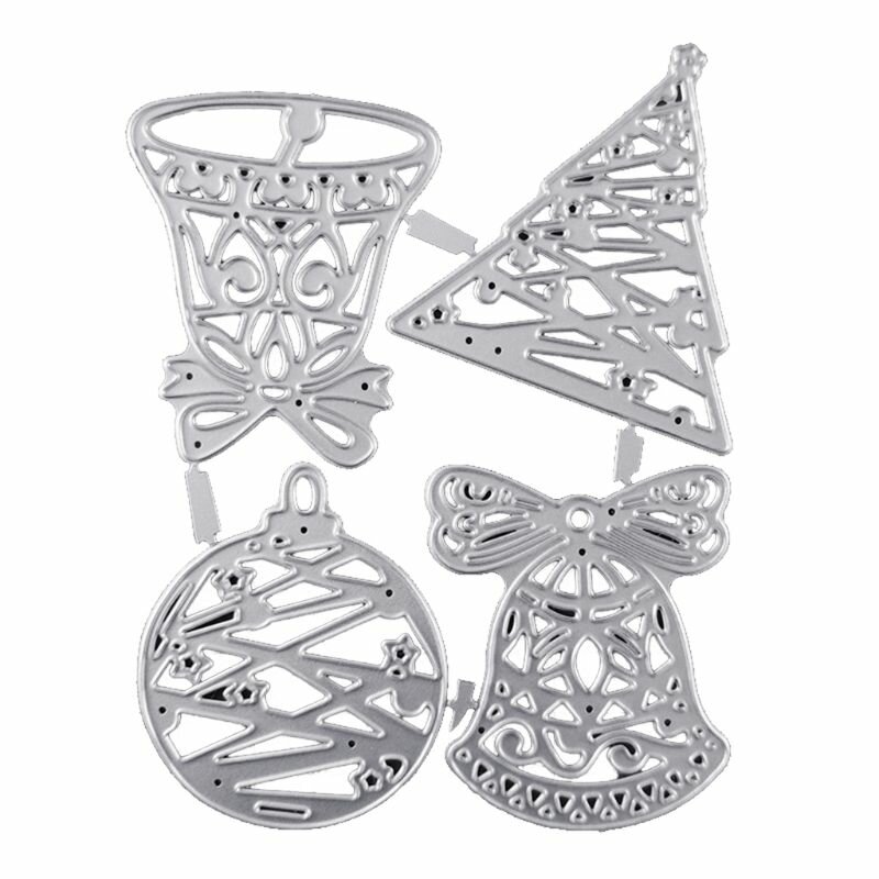 Красивый шаблон для вырезания дерева с колокольчиками для творческого тиснения и DIY рождественских подарков