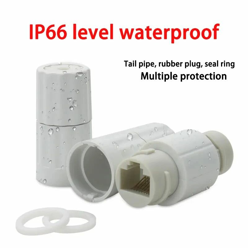 Водонепроницаемый разъем RJ45 IP67, сетевой кабельный разъем Ethernet, двухголовочный наружный сетевой адаптер