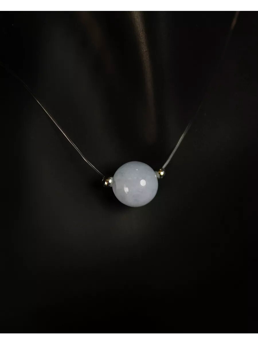 Колье, аквамарин, бисер