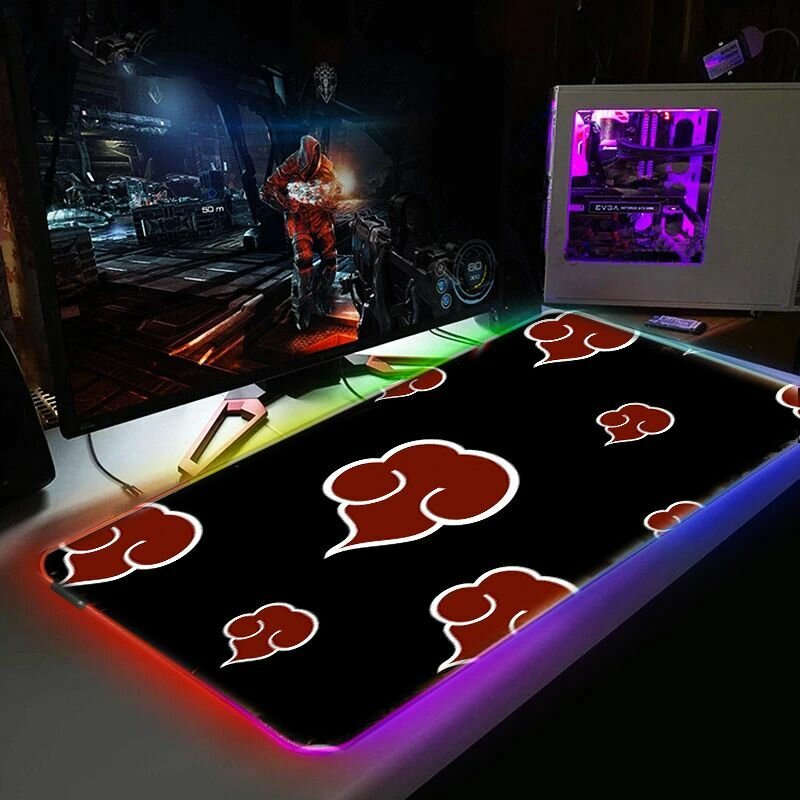 RGB Naruto большой коврик для мыши ковер с подсветкой 900x400 мм Xxl настольный коврик для клавиатуры