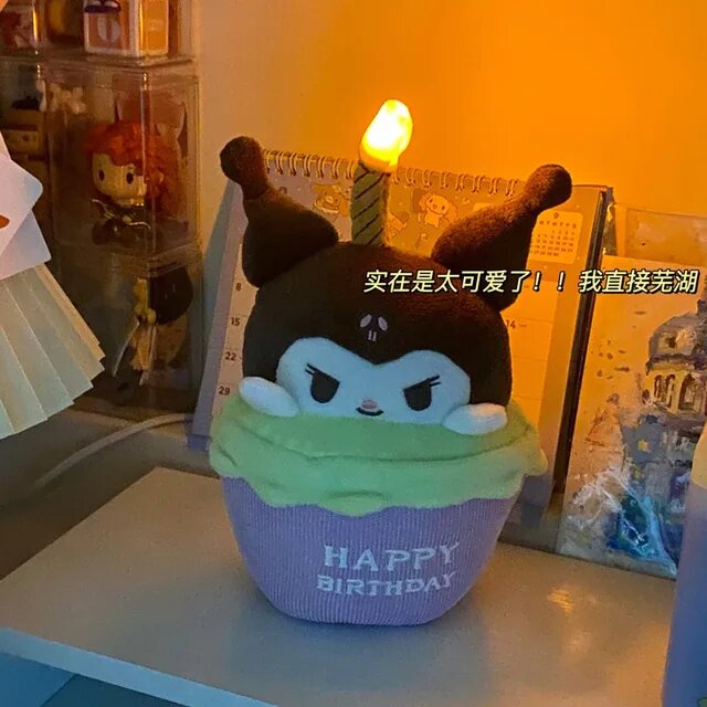 Sanrio Kuromi форма торта на день рождения музыкальная плюшевая кукла пудинг собака Yugui песчаная свеча светящаяся кукла фэнтезийная игра