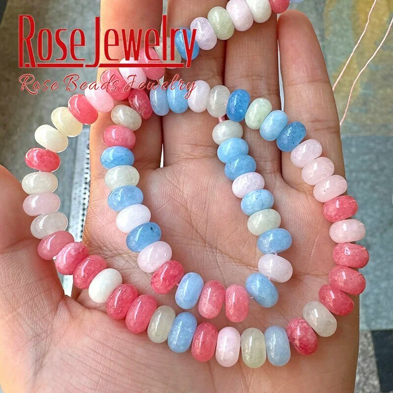 Роуз энд биーズ нефритовые халцедоновые бусины 5x8 мм Morganite Jade