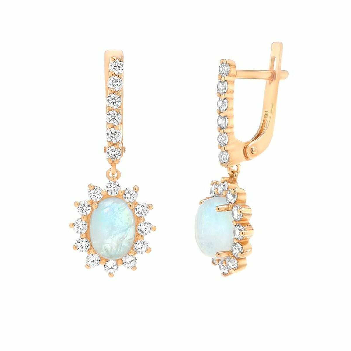 Серьги, серебро, 925 проба, лунный камень