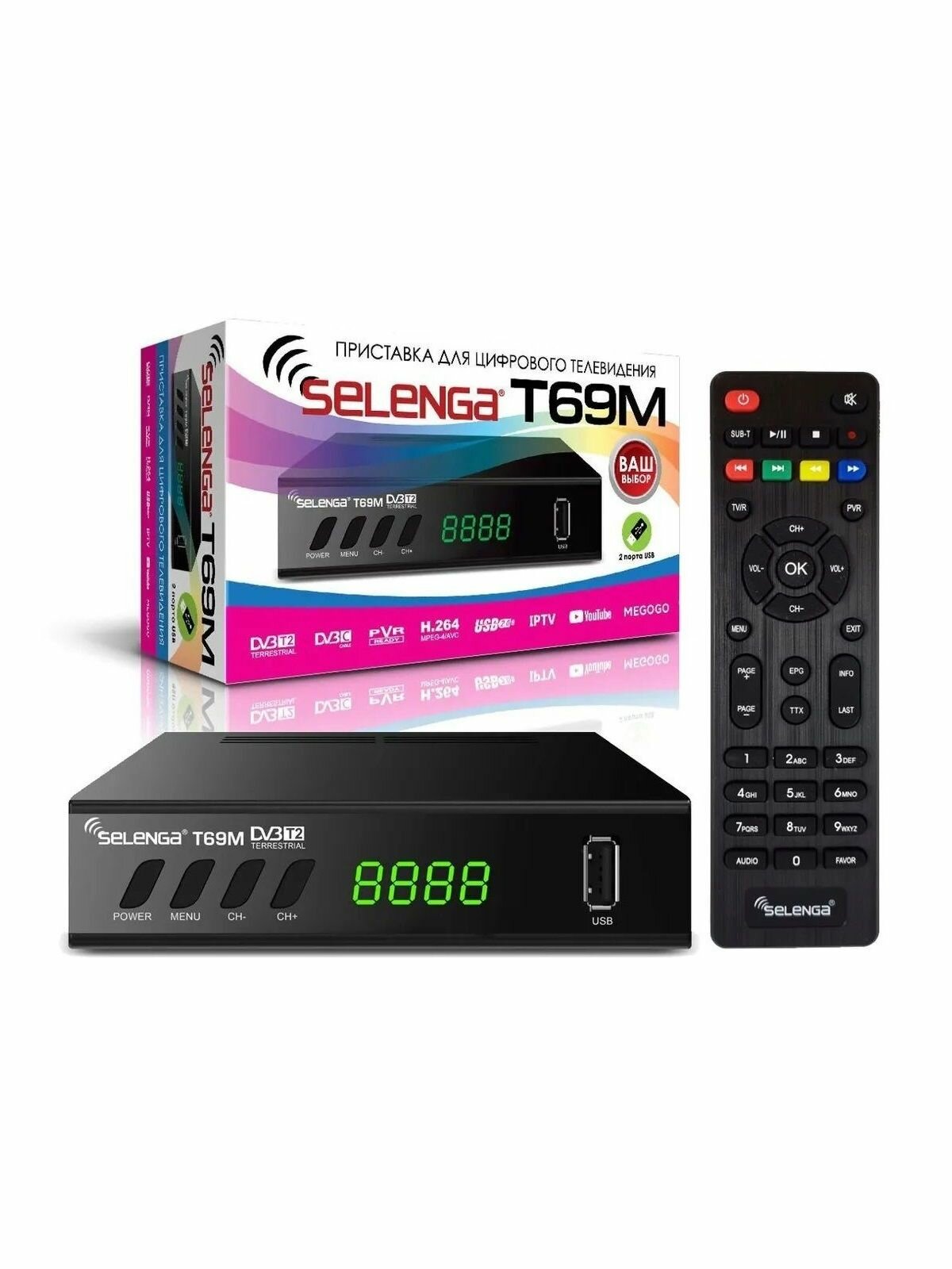 Цифровой ресивер SELENGA T69M (DVB-T2+DVB-C, IPTV), металл/пластик