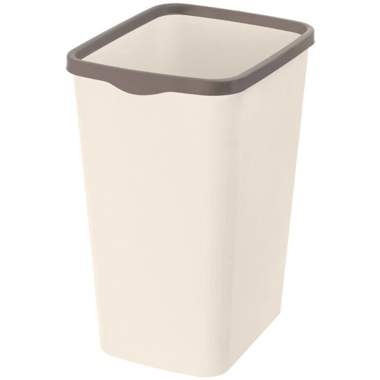 Ведро для мусора EL Casa "Тандем" 33 л, 36х28х45,5 см, с фиксатором, слоновая кость/шоколад (812179)