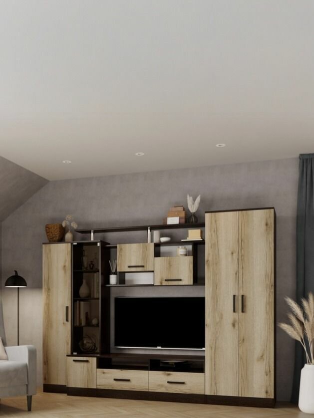 Стенка в гостиную Оскар-5 от Тэкс 1920*2500*450 венге/дуб делано