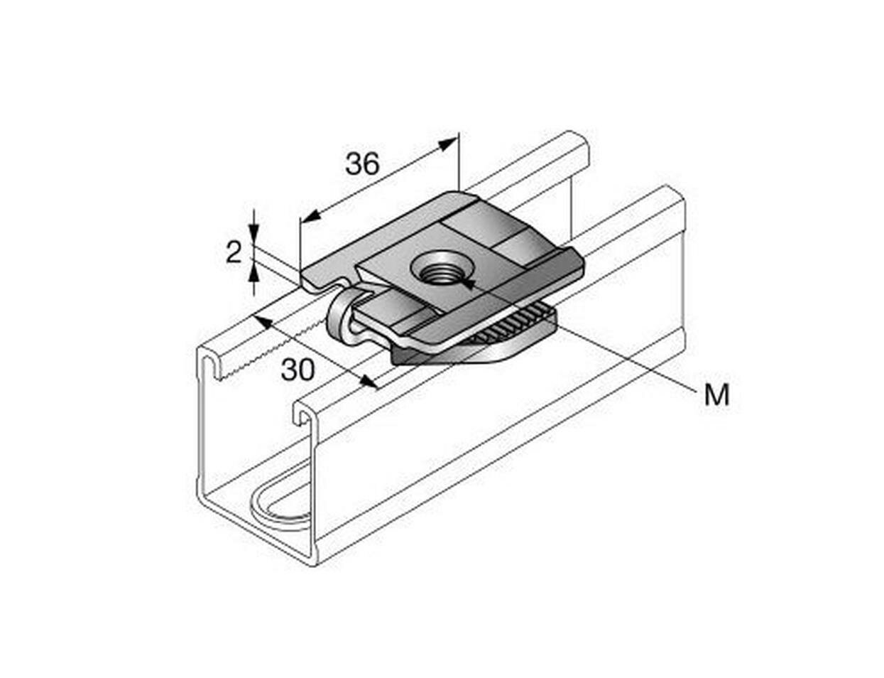 HILTI Монтажная гайка для труб MM-S M8, 30 х 36 х 12 мм, 10 штук