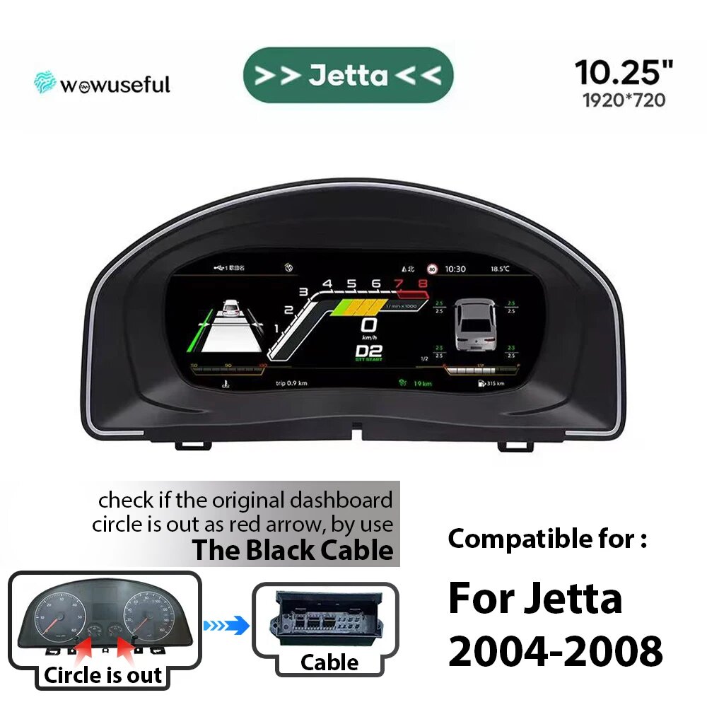 12,3-дюймовый цифровой кластер для VW Passat B8 B6 7 CC Scirocco Jetta 4 Golf 6 MK7, вариант виртуального прибора, приборная панель, панель, кабина For Jetta 04-08ys