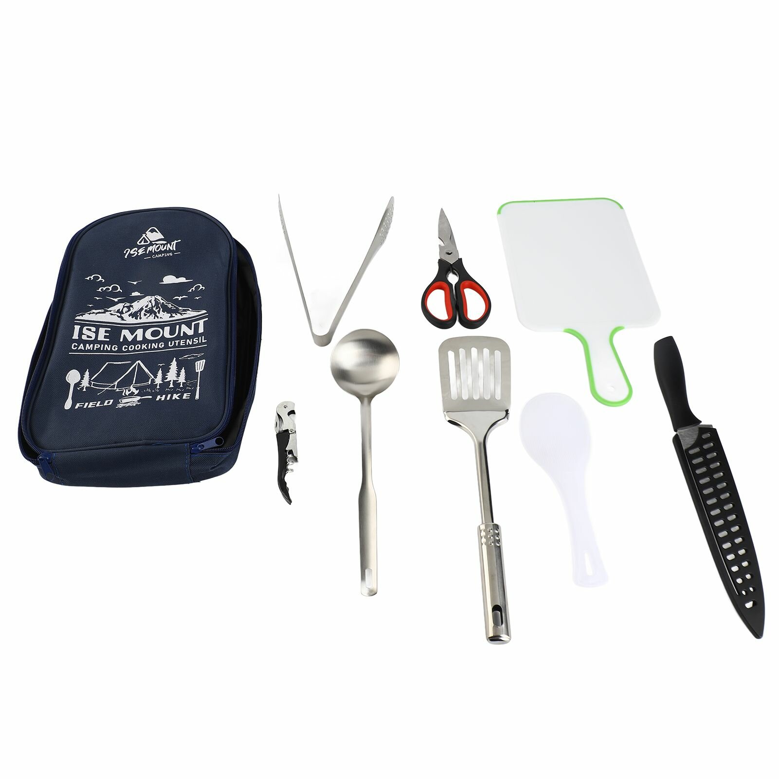 Набор дорожных принадлежностей из нержавеющей стали, 9 предметов, портативная походная посуда для пикника на открытом воздухе, барбекю