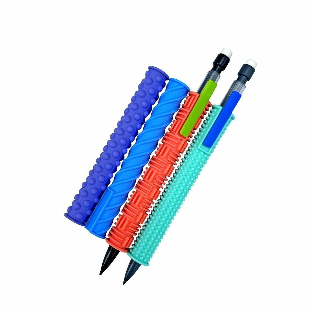 4 шт. Мягкие силиконовые насадки для карандашей с 2 механическими карандашами для детей