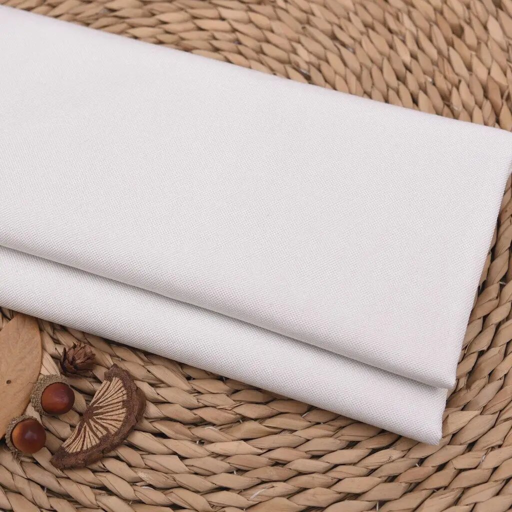 Льняная хлопковая ткань бежево-серая 1,5 м Белый, 27 milky white