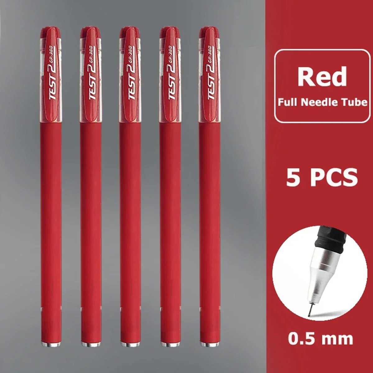 Гелевые ручки черные синие красные Красный, 5 Red Pens