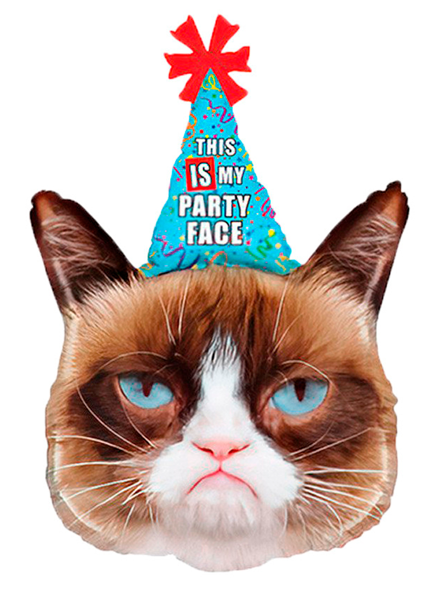 Воздушный фольгированный шар с гелием, шары на день рождения, сердитая кошка в колпаке 1шт