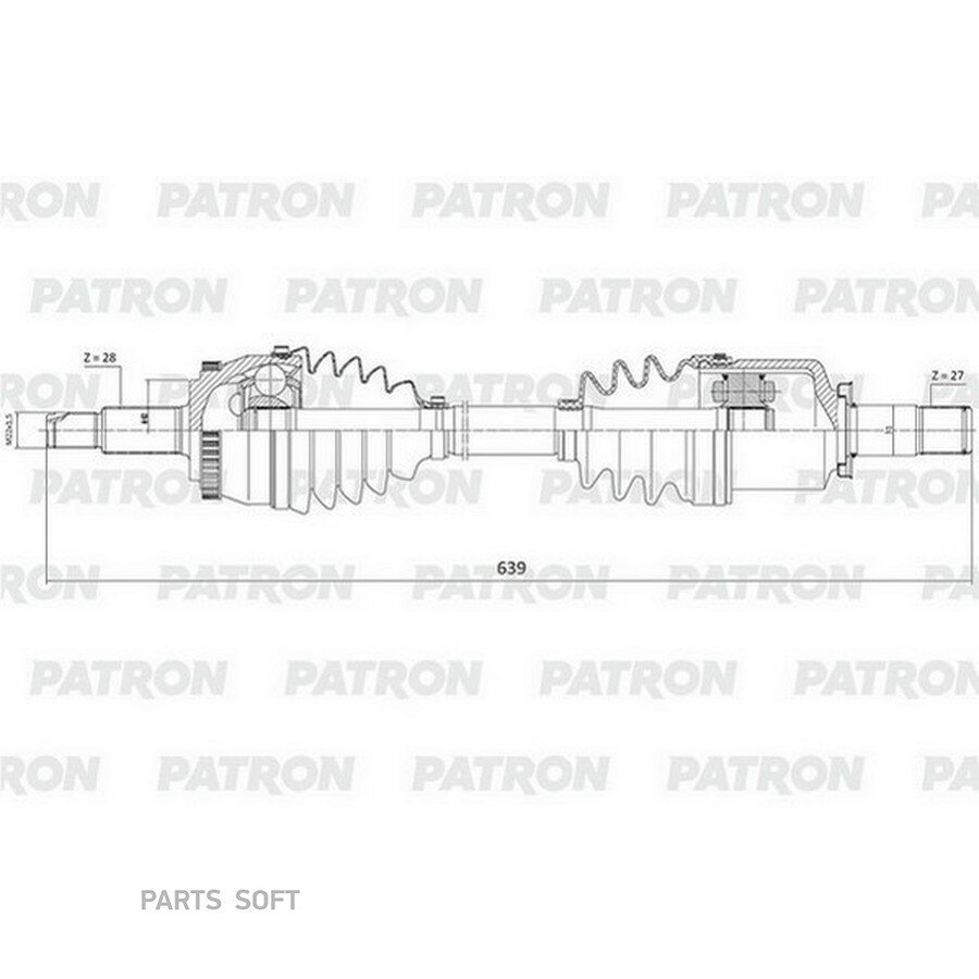 PDS0567 PATRON Полуось лев. GEELY Atlas (NL-3) 28x639,5x62x27 PDS0567 PATRON Полуось лев. GEELY Atla от официального дистрибьютора, PATRON, артикул PDS0567