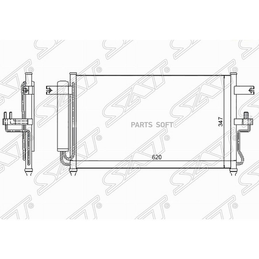 Радиатор кондиционера Hyundai Accent 99-12 / ТагАЗ Accent 99-12 от официального дистрибьютора, SAT, артикул STHY02394A0