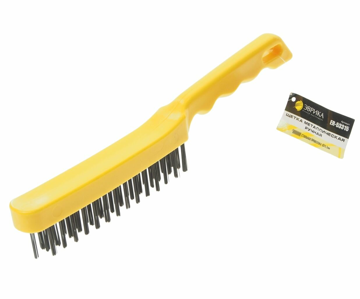 Щетка металлическая ручная пластиковый корпус, сталь 3x15 рядов, арт ER53315 эврика
