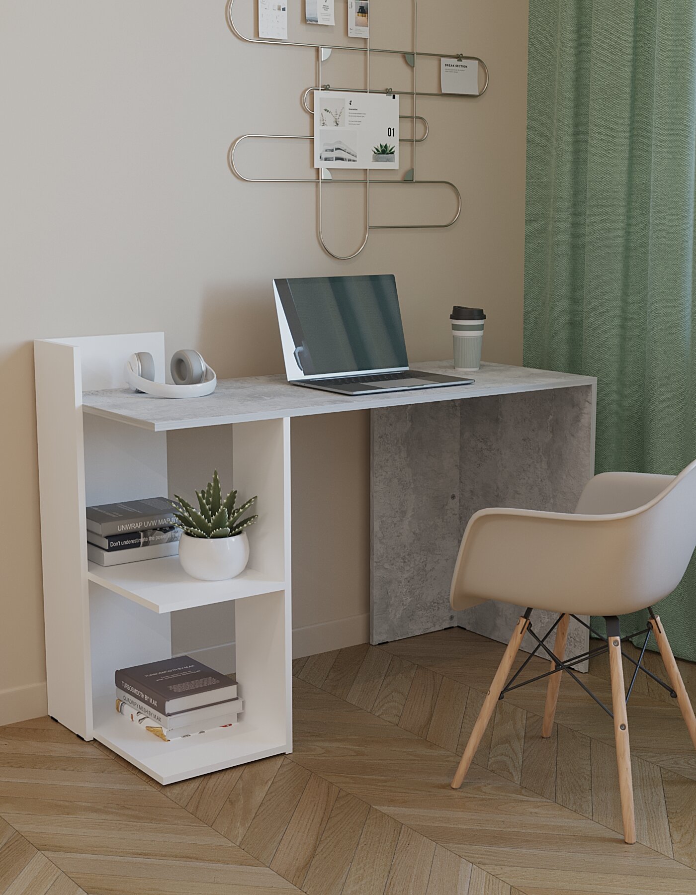 Письменный стол Мебельная фабрика Volodin&Co, КС-6, ЛДСП, 111,6х51,6 см, с полками