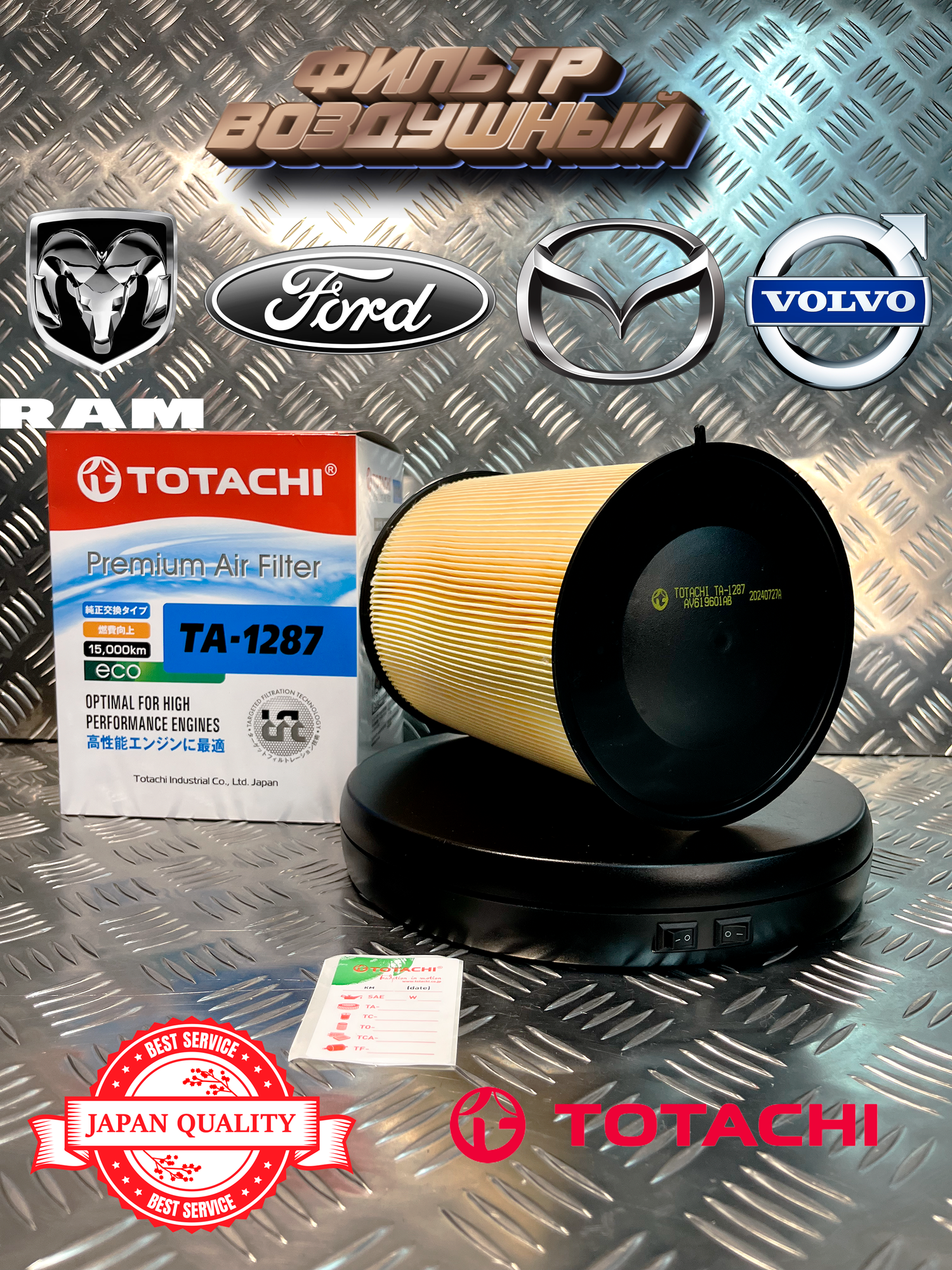 Фильтр воздушный DODGE Ram FORD форд Focus 2/3 фокус Transit транзит Mazda 3 мазда 3, 5 / VOLVO C30, V40 TOTACHI TA-1287