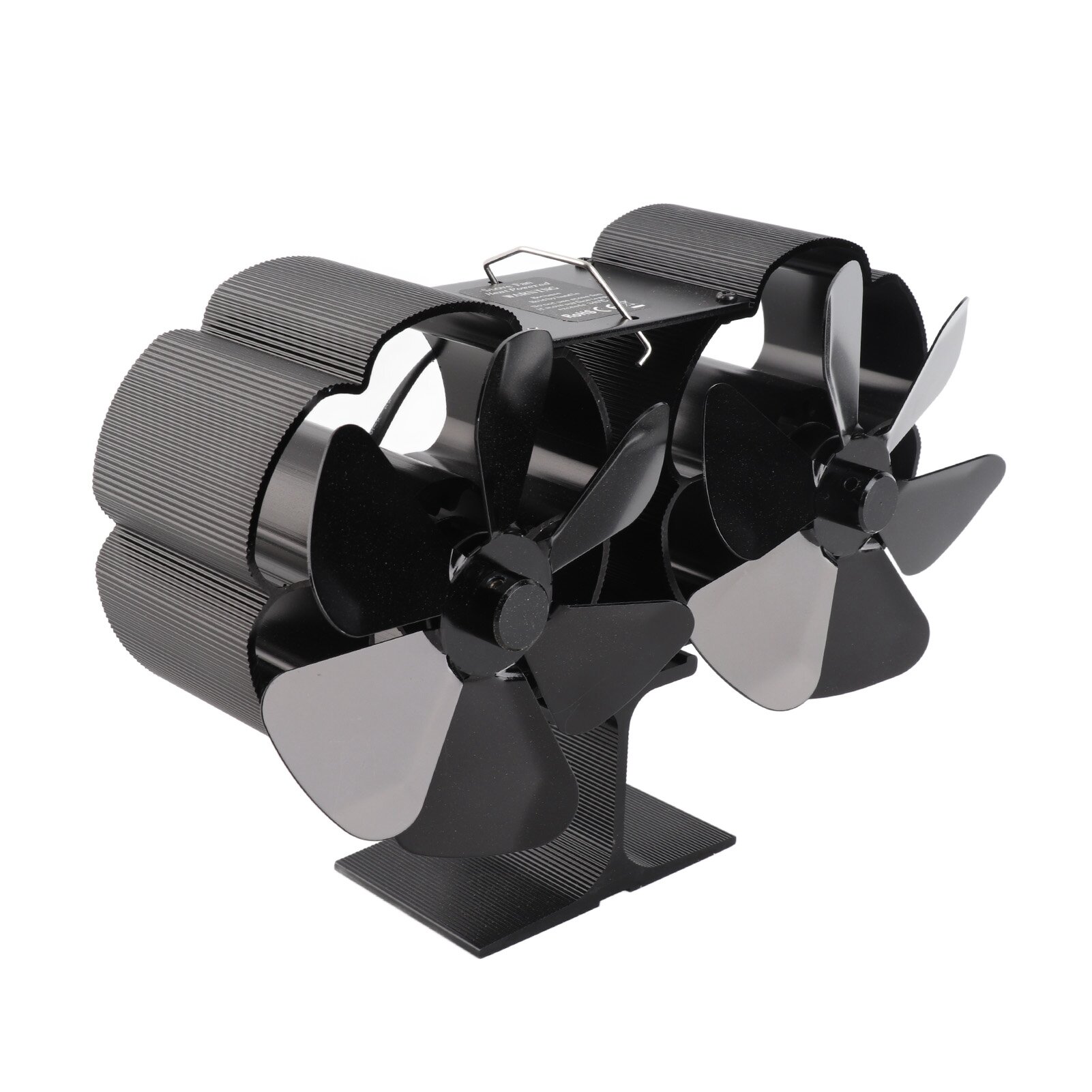 Вентилятор камина с двойными головками, 6 лопастей, вентилятор тепловой мощности, черный вентилятор печи, высокотемпературное доказательство Эко дружелюбное