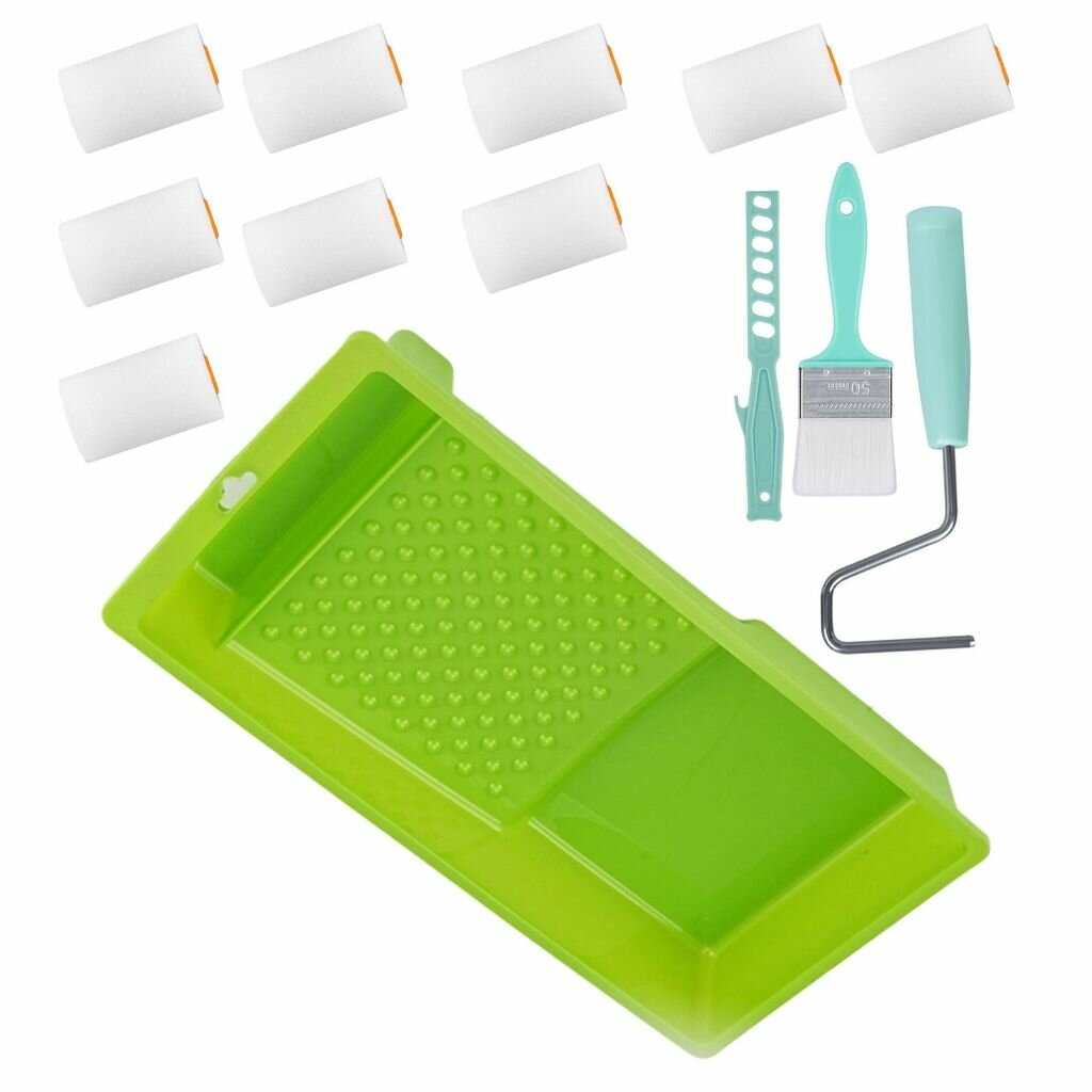 Многофункциональный набор из 13 валиков для покраски с прочными пластиковыми 2-дюймовыми валиками для внутренних стен, ежедневное использование, - маленький