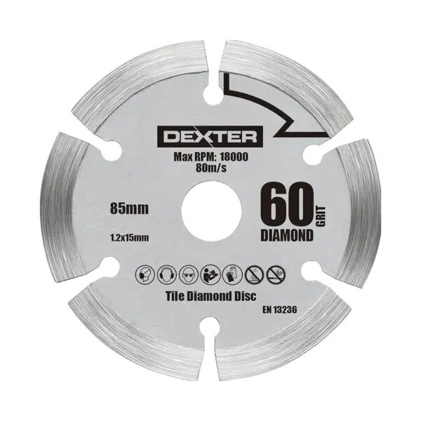Диск алмазный по бетону и граниту Dexter HL-175 сегментный 85x15x1.2 мм
