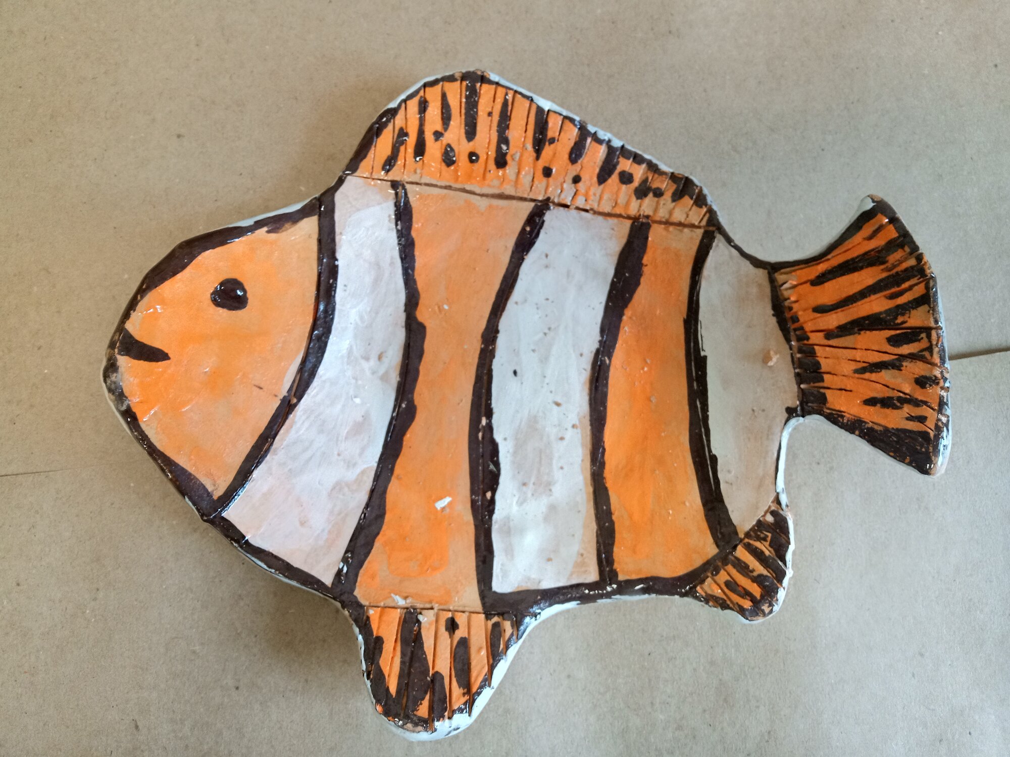 Тарелочка "Рыбка-Клоун", керамика, глазурь, ручная роспись, диаметр 13 см