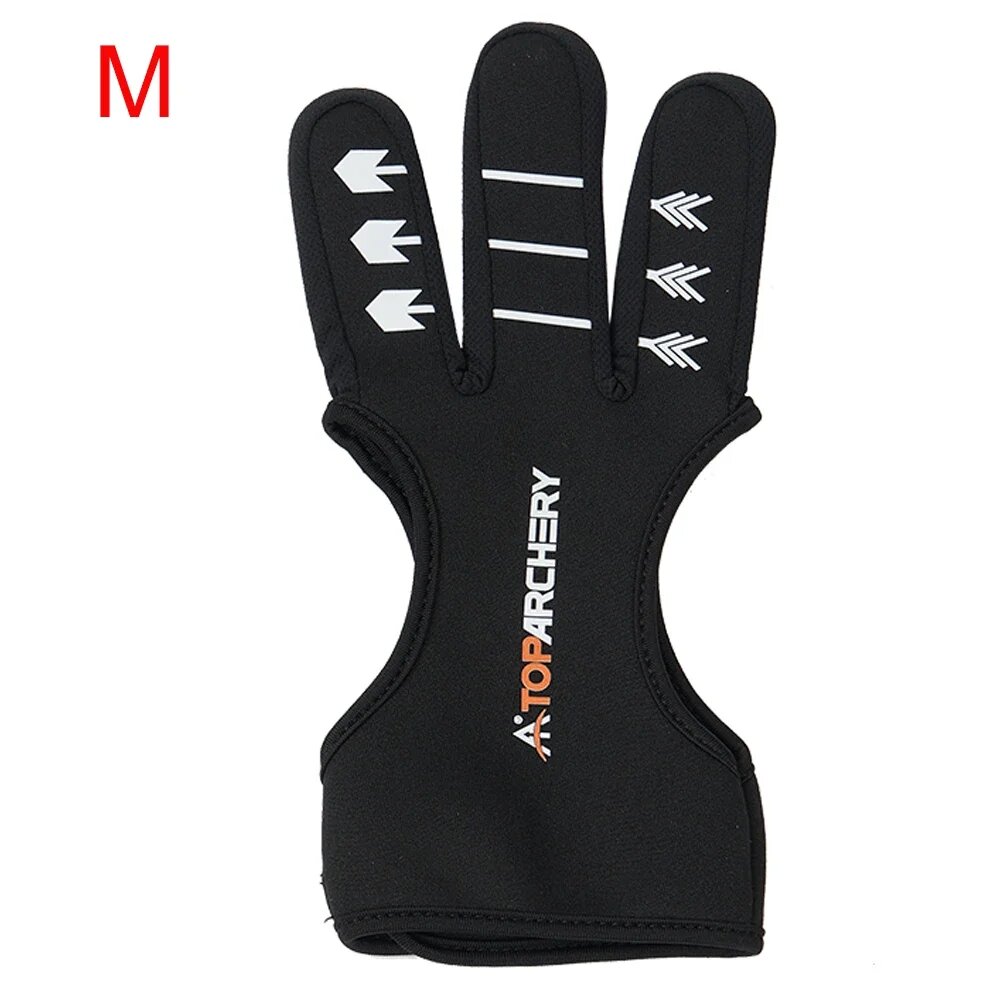Перчатка для стрельбы из лука 3 пальца черная/коричневая Черный, Black M