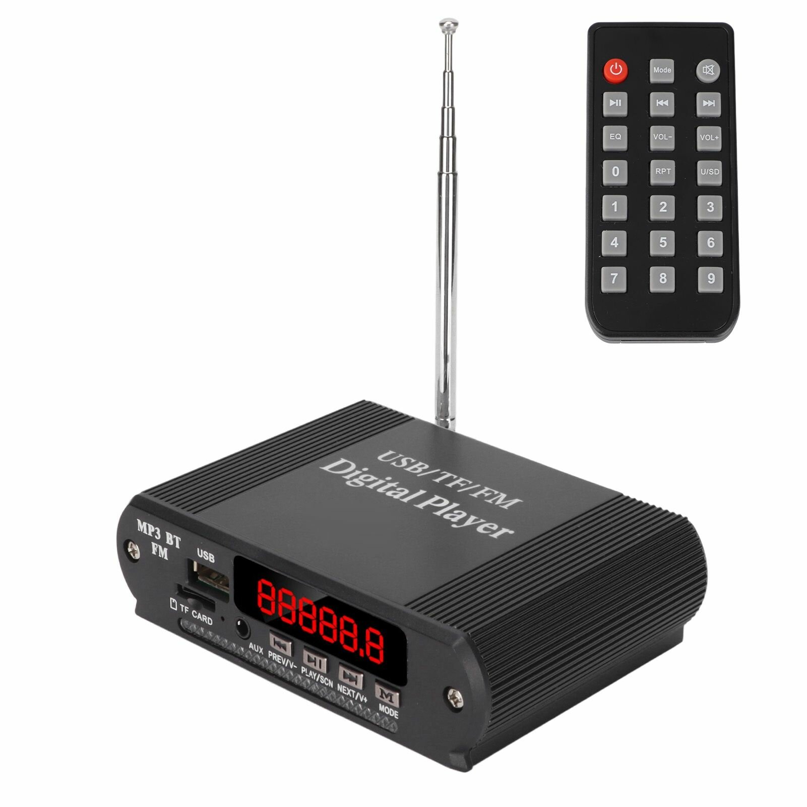 Беспроводной усилитель мощности 3 в 1 с Bluetooth 5.0, MP3-плеер, радио с пультом дистанционного управления, черный